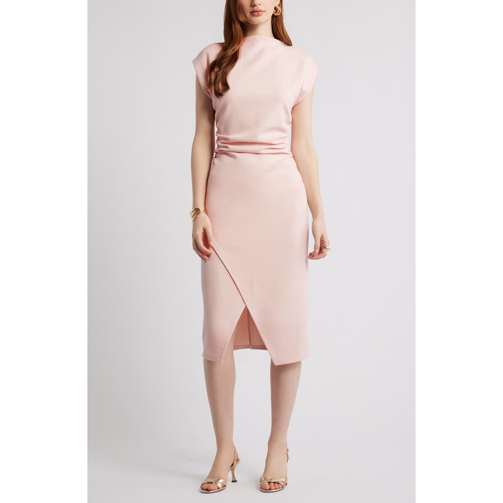 NORDSTROM Ruched Funnel Neck Midi Dress